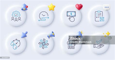Time Schedule Qr Code And Survey Line Icons For Web App Printing Vector Stock Illustration