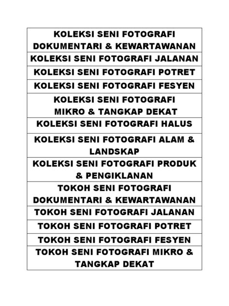 Koleksi Seni Fotografi Beragam Tema Pdf