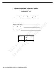 EECS 2021 Exam Sample Questions Pdf Computer Science And Engineering 2021 03 Sample Final Test