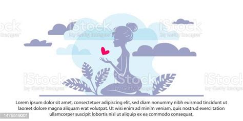 웹 페이지 플랫 스타일의 임신 계획 템플릿 구름과 텍스트를 위한 공간이 있는 추상적인 색상의 배경에 심장을 가진 임신한 젊은