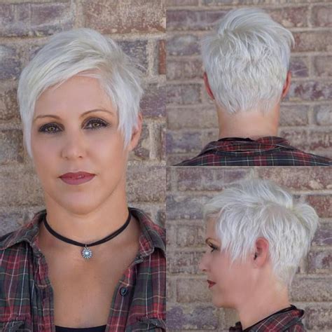 Short White Blonde Pixie Pixie Cut Blond Pixie Haircut Thin Hair
