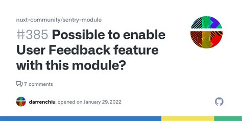 Possible To Enable User Feedback Feature With This Module · Issue 385 · Nuxt Communitysentry