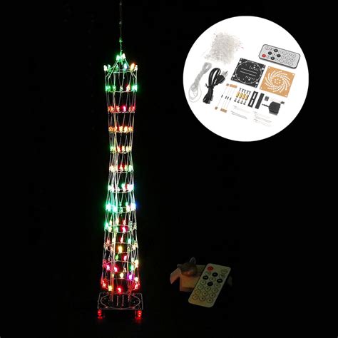 DIY Babe Colorful LED Light Cube Canton Tower Suite IR Remote Control Electronic Kit Arduino