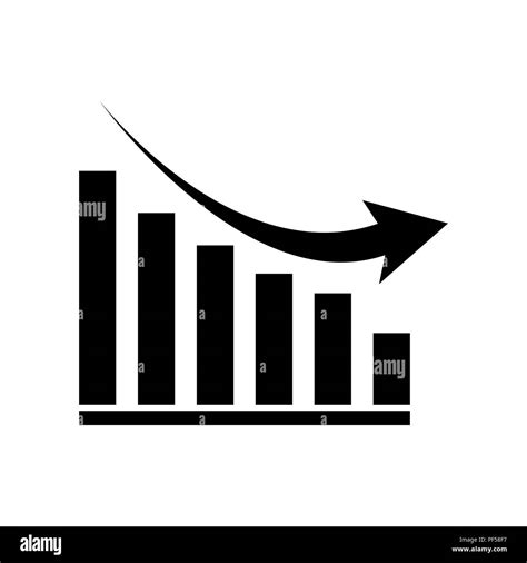 Declining Graph Sign Vector Filled Black Icon At White Background Isolated Stock Vector Image