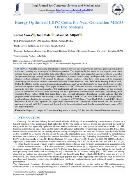 Energy Optimized Ldpc Codes For Next Generation Mimo Pdf