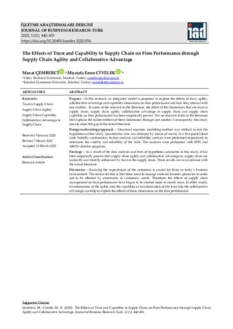 Pdf The Effects Of Trust And Capability In Supply Chain On Firm Performance Through Supply