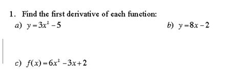 solved 1 find the first derivative of each function a