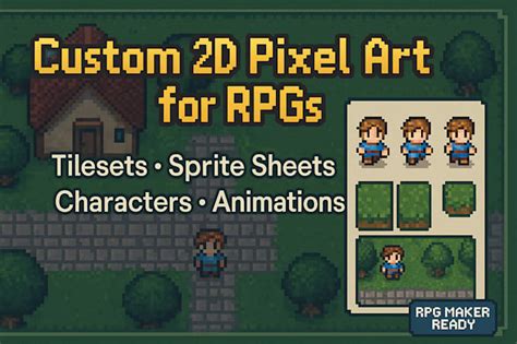 2d Pixel Art Sprite Sheet Pixel Art 2d Pixel Art Tilesets Rpg Game Maker By Daniel Art3 Fiverr