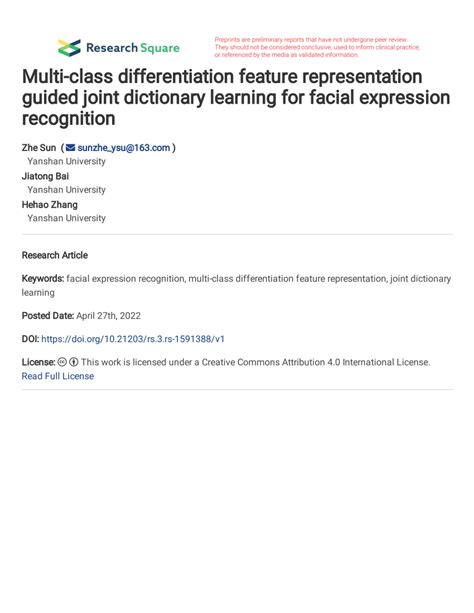 Pdf Multi Class Differentiation Feature Representation Guided Joint