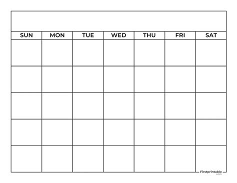 Blank Calendar Templates Free Printable Pdfs