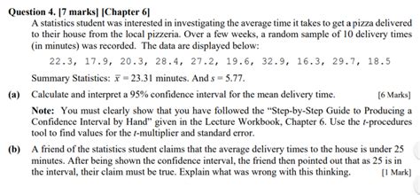 Solved Question 4 7 Marks Chapter 6 A Statistics Chegg Com