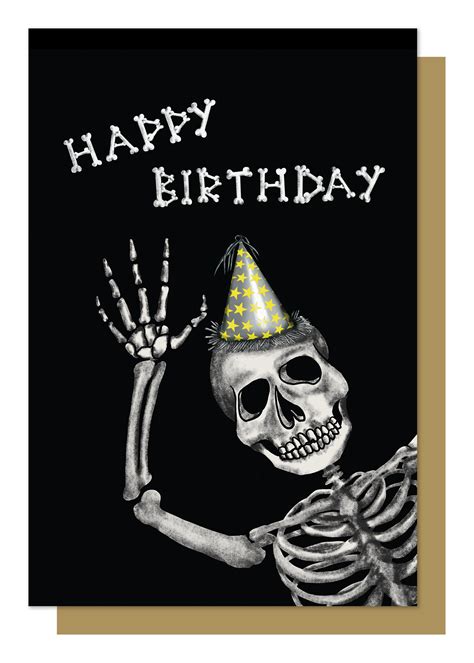 Happy Birthday Skeleton Gothic Greetings Card Wayward