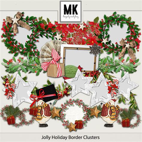 Jolly Holiday Border Clusters Digital Art