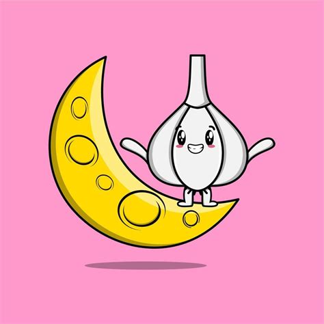Lindo Ajo De Dibujos Animados De Pie En La Luna Creciente 12694050