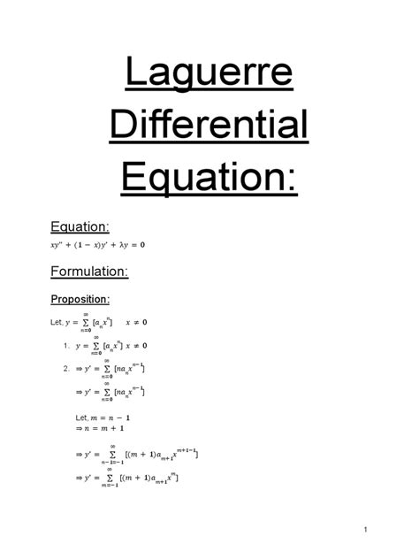 Associated Laguerre Differential Equation Pdf Ordinary Differential Equation Equations
