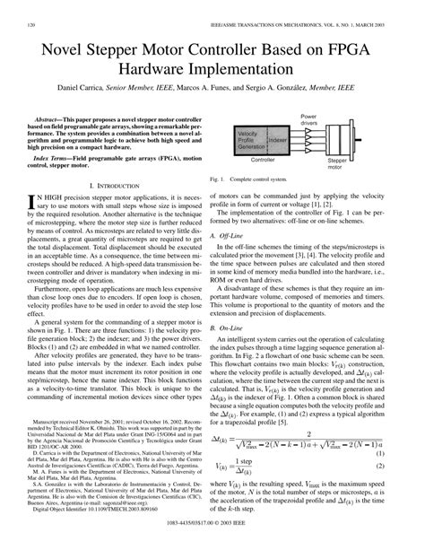 Pdf Novel Stepper Motor Controller Based On Fpga Hardware Implementation