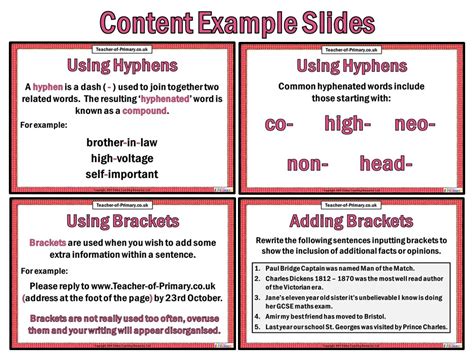 Hyphens And Brackets Powerpoint And Worksheets Teaching Resources