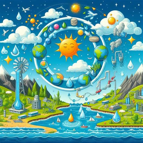 Water Cycle An Illustration Of The Water Cycle With Its Stages A Stock