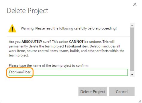 Tfs Delete Team Project From Visual Studio Team Services Stack Overflow