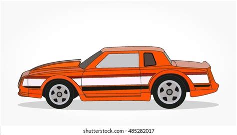 Detailed Side Flat Orange Car White Stock Vector Royalty Free 485282017