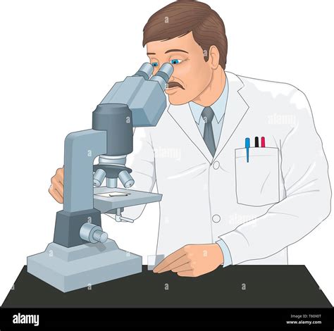 Using Microscope Vector Illustration Stock Vector Image And Art Alamy