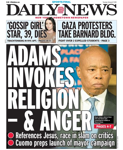 New York Daily News Front Pages For Feb 2025