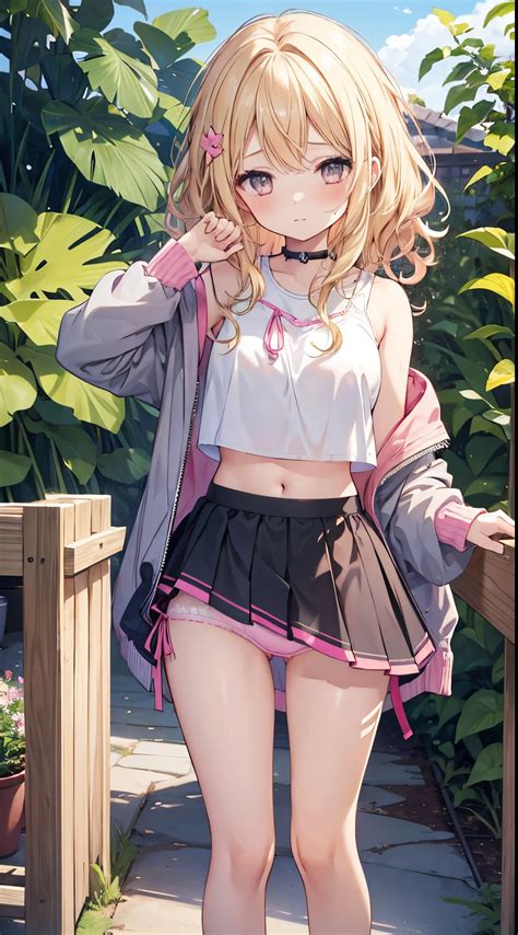 Anime Girl In A Short Skirt And Jacket Posing For A Picture Seaart Ai