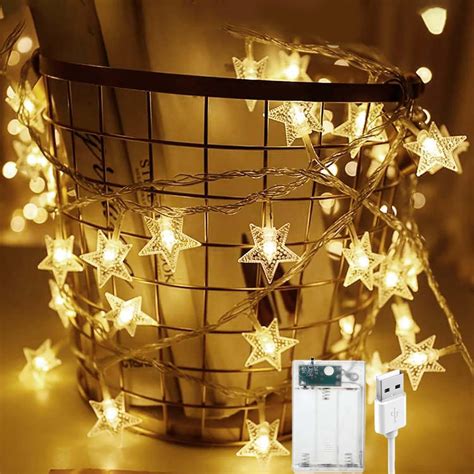 Pipiruew Catene Luminose Stelle M Led Usb Batteria Luci Stringa Natalizie Decorazione Luci