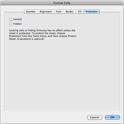 MS Excel 2011 For Mac Protect A Cell