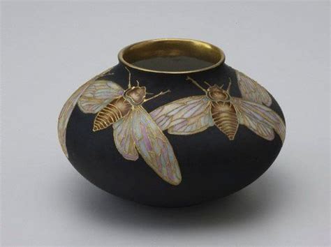 Vase With Cicada Design 1917 By Delia Cadden Insect Art Porcelain