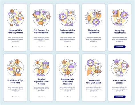 Premium Vector Professional Live Streaming Career Onboarding Mobile App Screen Set