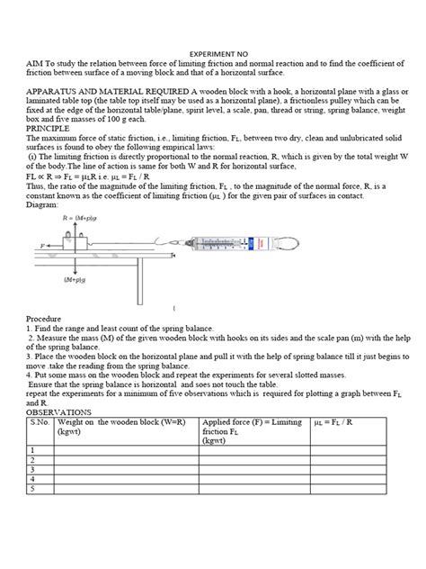 Exp Limiting Friction Pdf Friction Force
