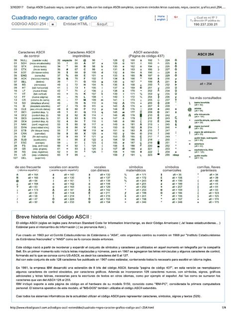 Codigo Ascii Cuadrado Negro Caracter G P Asccii Asqui Askii Aski 20171003 Pdf