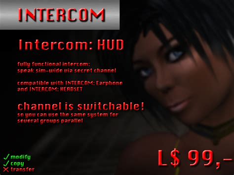 Second Life Marketplace Intercom Hud Package 1 Item