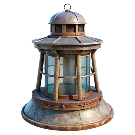Magnificent Vintage Old Lighthouse Lantern Room Isolated Original