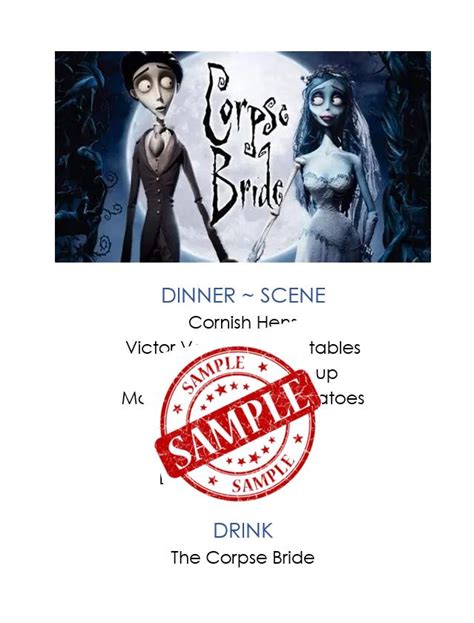 Corpse Bride Dinner And A Movie Menu Guide Etsy
