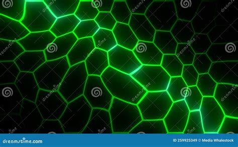 Background With Pattern Of Neon Hexagons Motion Neon Lines In Moving Distorted Hexagon Pattern