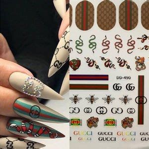 Luxury Nail Art Stickers Lv 2 Sheet Free Shipping Etsy Gucci Nails