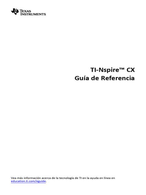 Ti Nspire Reference Guide Es Pdf