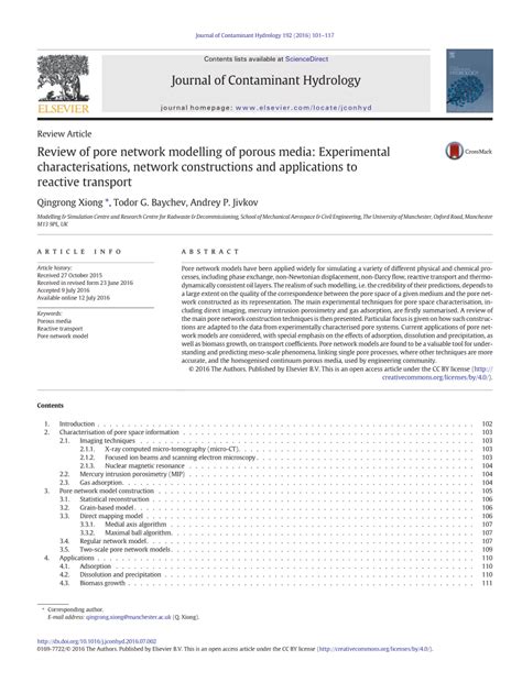Pdf Review Of Pore Network Modelling Of Porous Media Experimental