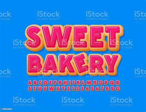벡터 맛있는 기호 달콤한 빵집 맛있는 도넛 알파벳 문자 및 숫자 세트 귀여운에 대한 스톡 벡터 아트 및 기타 이미지 귀여운