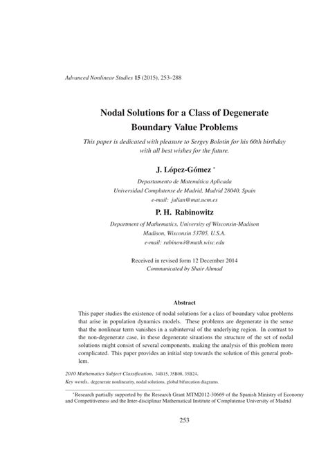 Pdf Nodal Solutions For A Class Of Degenerate Boundary Value Problems