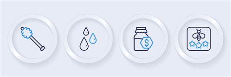 꿀벌의 종류 항아리 꿀 판매 방울 및 꿀 디퍼 스틱 아이콘을 설정합니다 벡터 가격에 대한 스톡 벡터 아트 및 기타 이미지 가격 곤충 구매 Istock