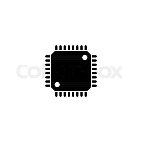 Cpu Flat Vector Icon Simple Black Symbol On White Backgrou Colourbox