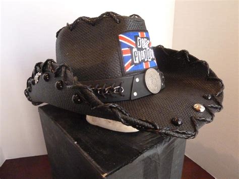 Sex Pistols Hat Custom Shirt Straw Black Rocker Patch Cross