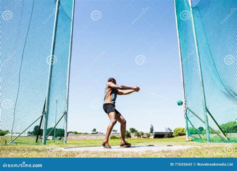 Athlete Performing A Hammer Throw Stock Image Image Of Hammer
