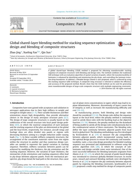 Global Shared Layer Blending Method For Stacking Sequence Optimization
