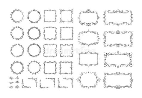 Vintage Style Frames Corners And Decor Flat Vector Elements Stock Vector Illustration Of