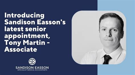 We Are Thrilled To Announce Our Latest Senior Appointment Here At Sandison Easson Tony Martin
