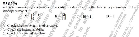 Solved Q5 15a Linear Time Varying Continuous Time System